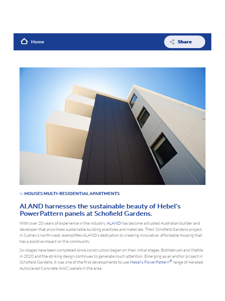 ALAND Harnesses The Hebel's PowerPattern Panels - CSR Hebel | PDF