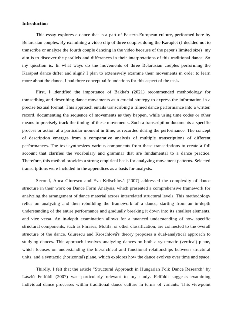 Karapiet Dance Structure | PDF