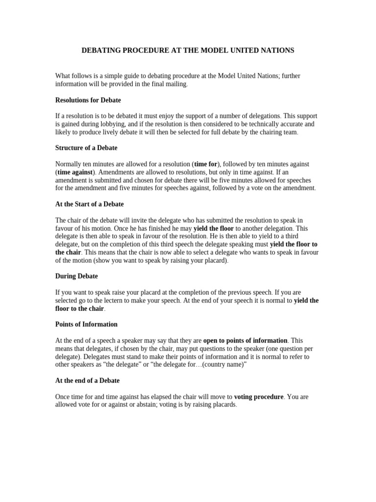 Guide To Debating Procedure | PDF