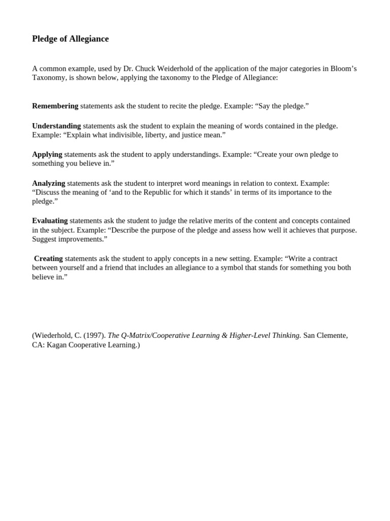 Pledge of Allegiance Higher Order | PDF