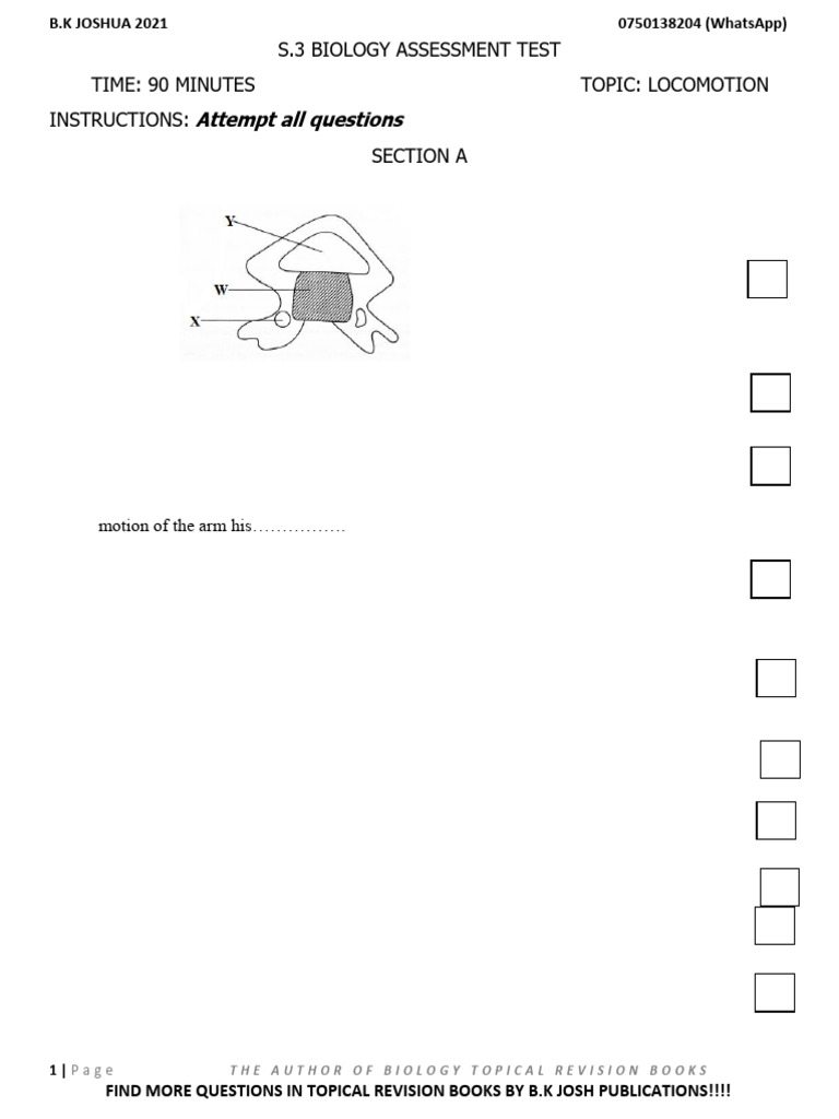 S3 Bio Locomotion Test @B K Joshua 2021 PDF2 | PDF