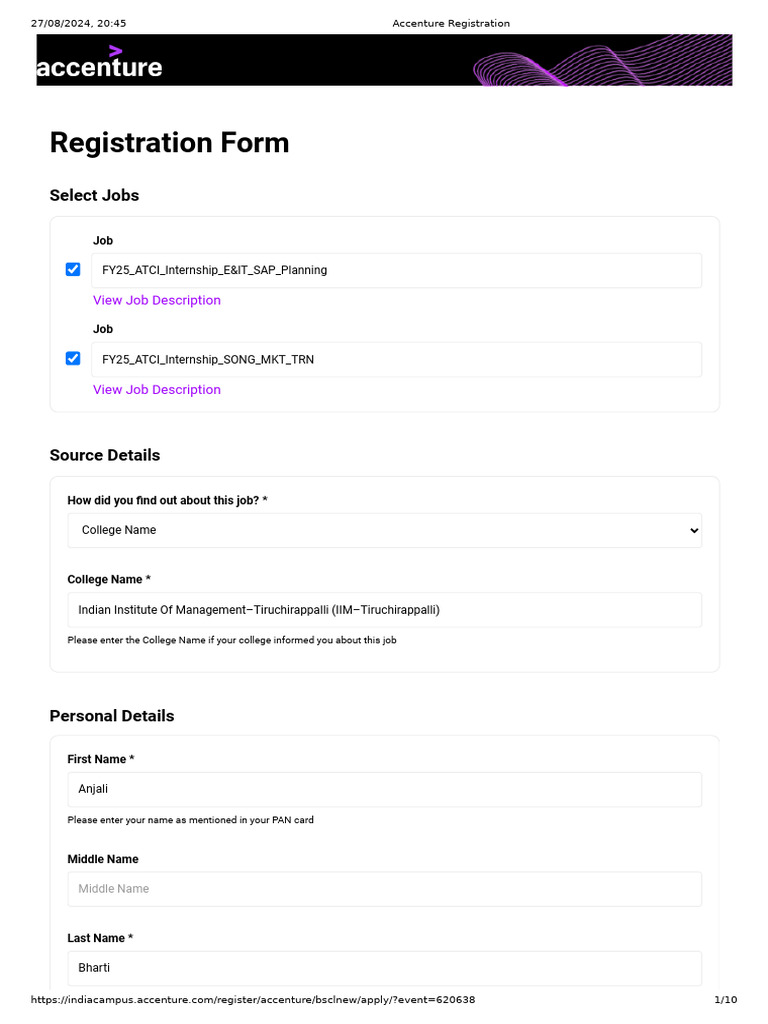 Accenture Registration | PDF