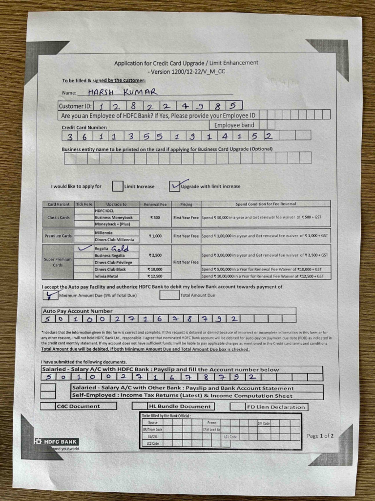 HDFC CC Upgrade Form Adobe Scan 26 Apr 2024 | PDF