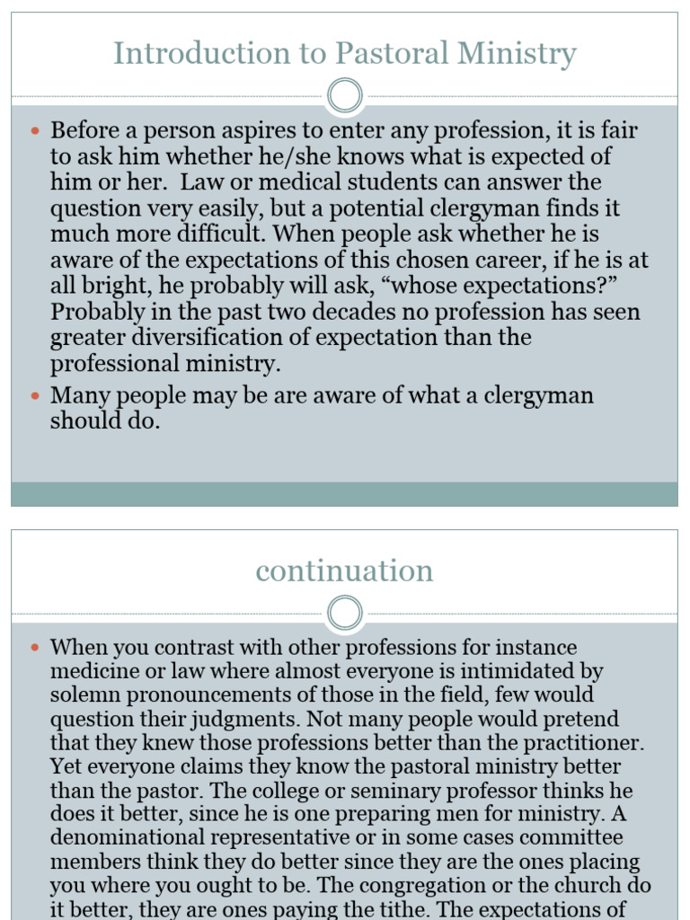 Introduction To Pastoral Ministry | PDF