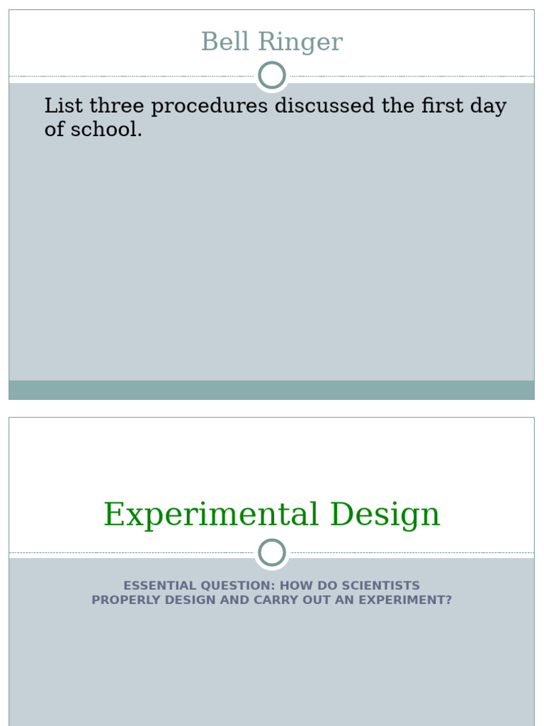 Experimental Design Overview | PDF | Experiment | Scientific Method