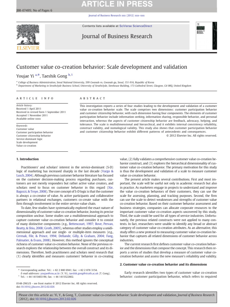 Customer VCC Behavior Scale Development and Validation | PDF