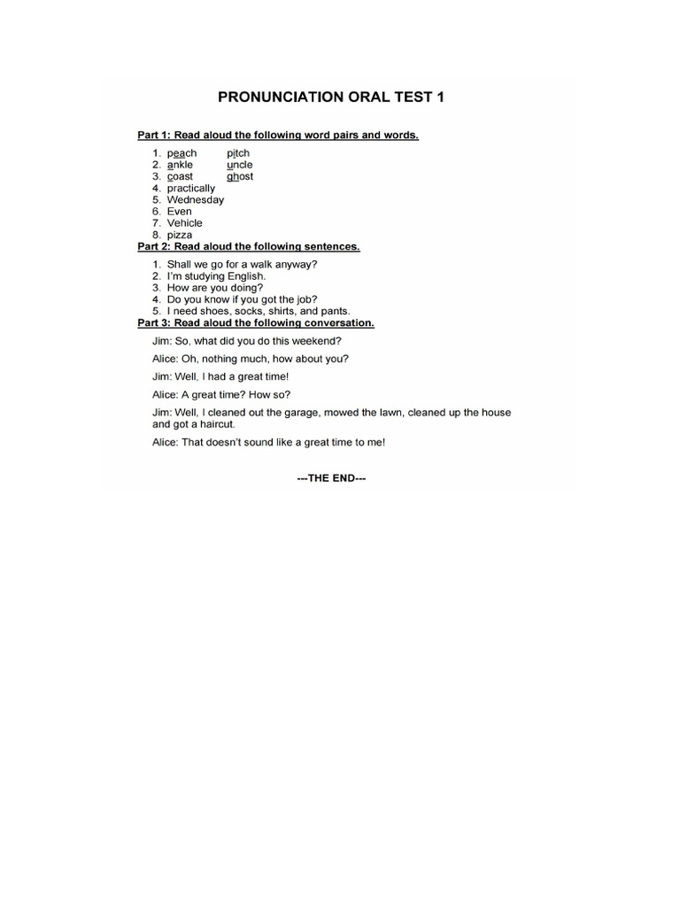 Oral Practice 2 | PDF