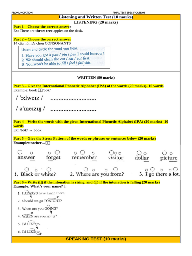 Format of Final Test | PDF