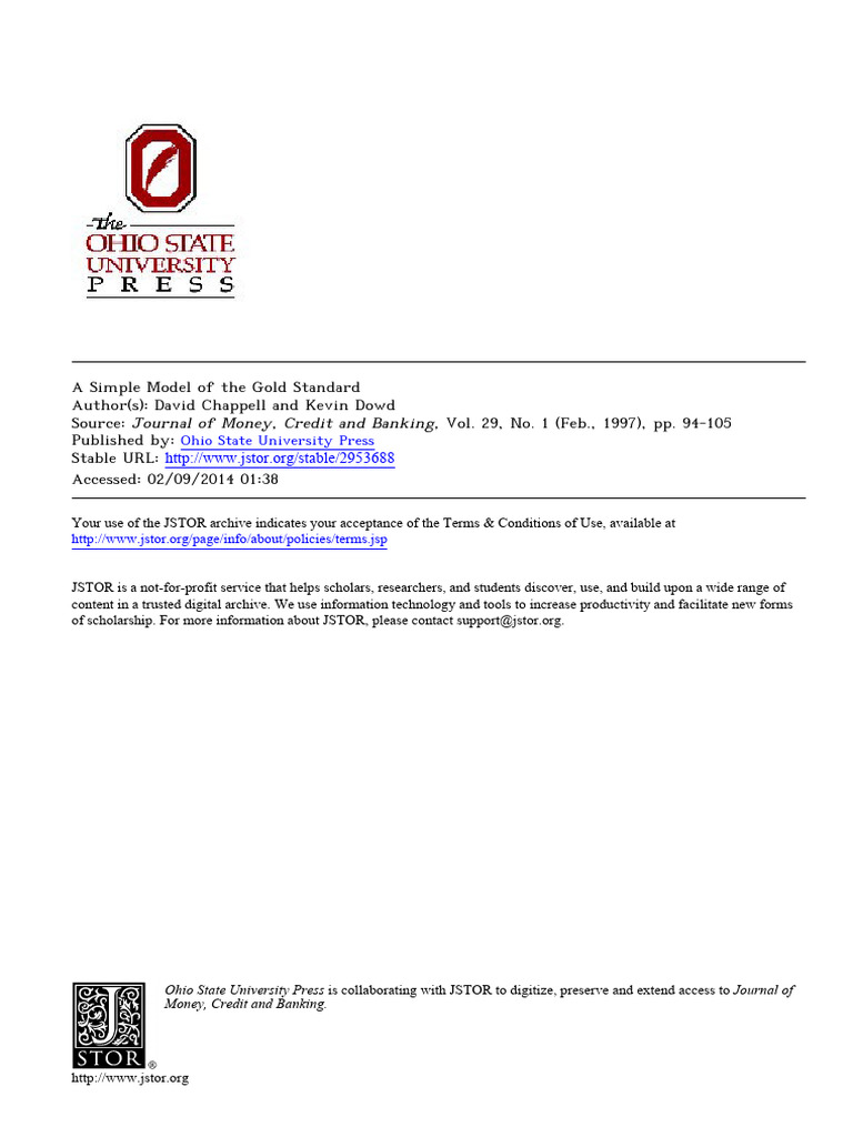 A Simple Model of The Gold Standard | PDF