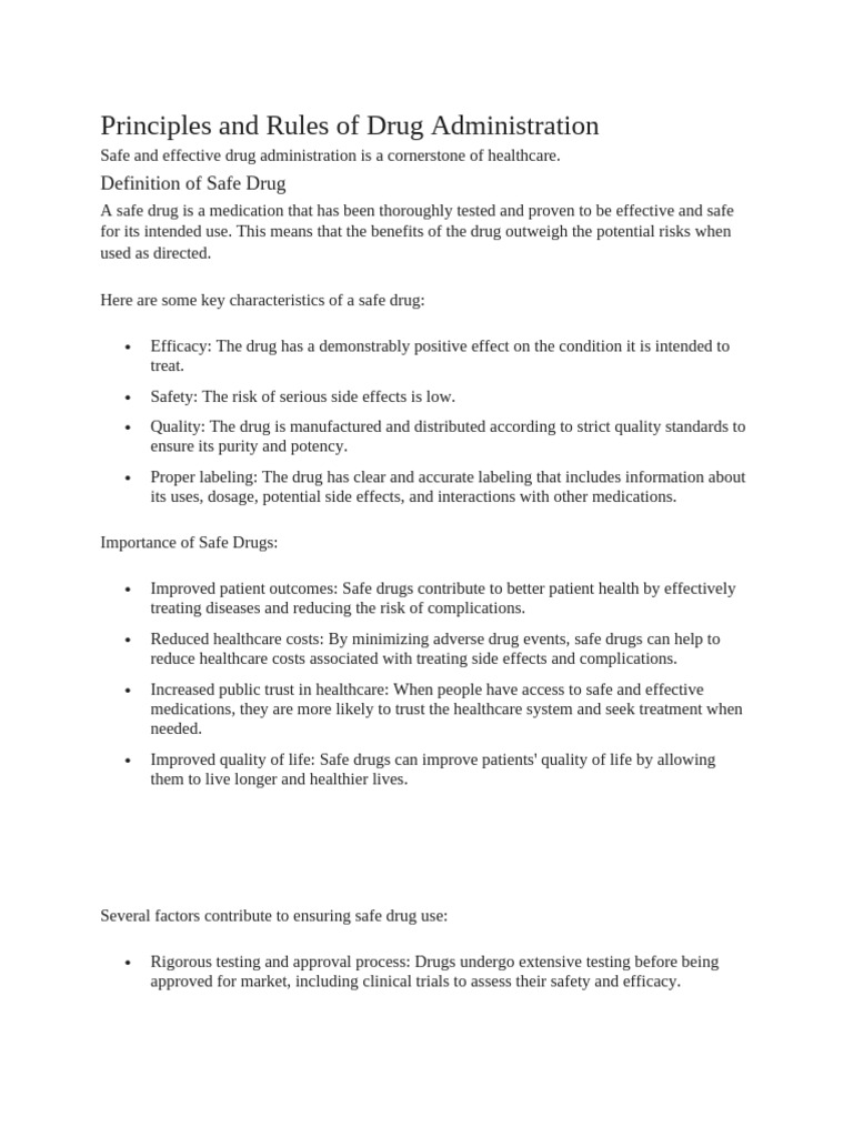 Safe Drug Administration Principles | PDF | Topical Medication | Dose ...