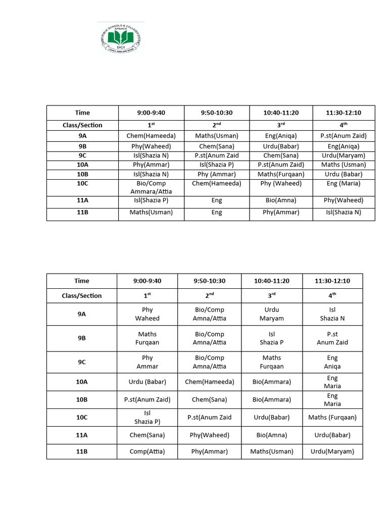 Revised Online Classes Schedule | PDF