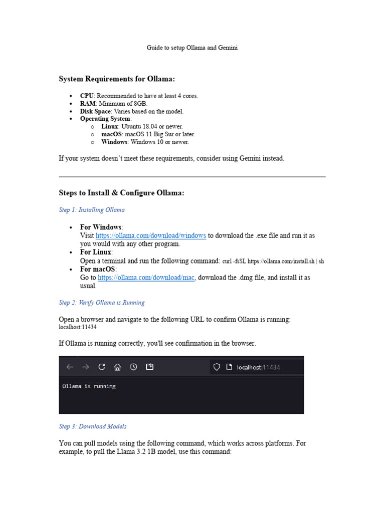 Guide To Setup Ollama and Gemini | PDF