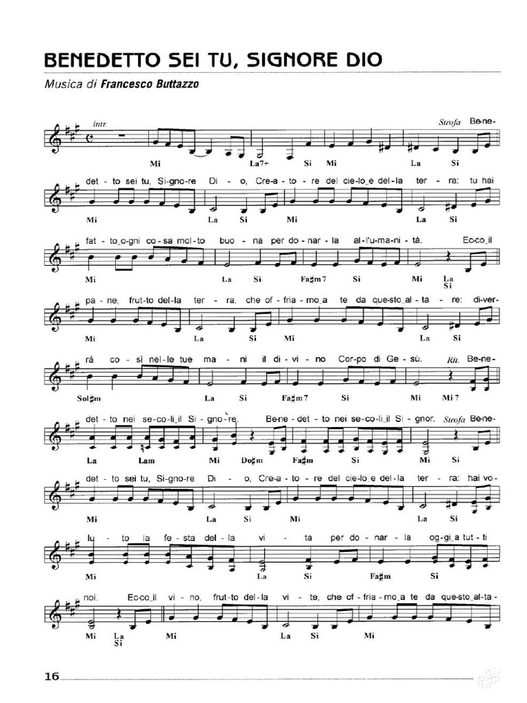 Francesco Buttazzo - Benedetto Sei Tu, Signore Dio | PDF