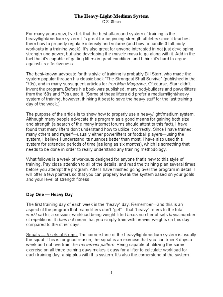 The Heavy Light Medium System | PDF | Sports | Recreation