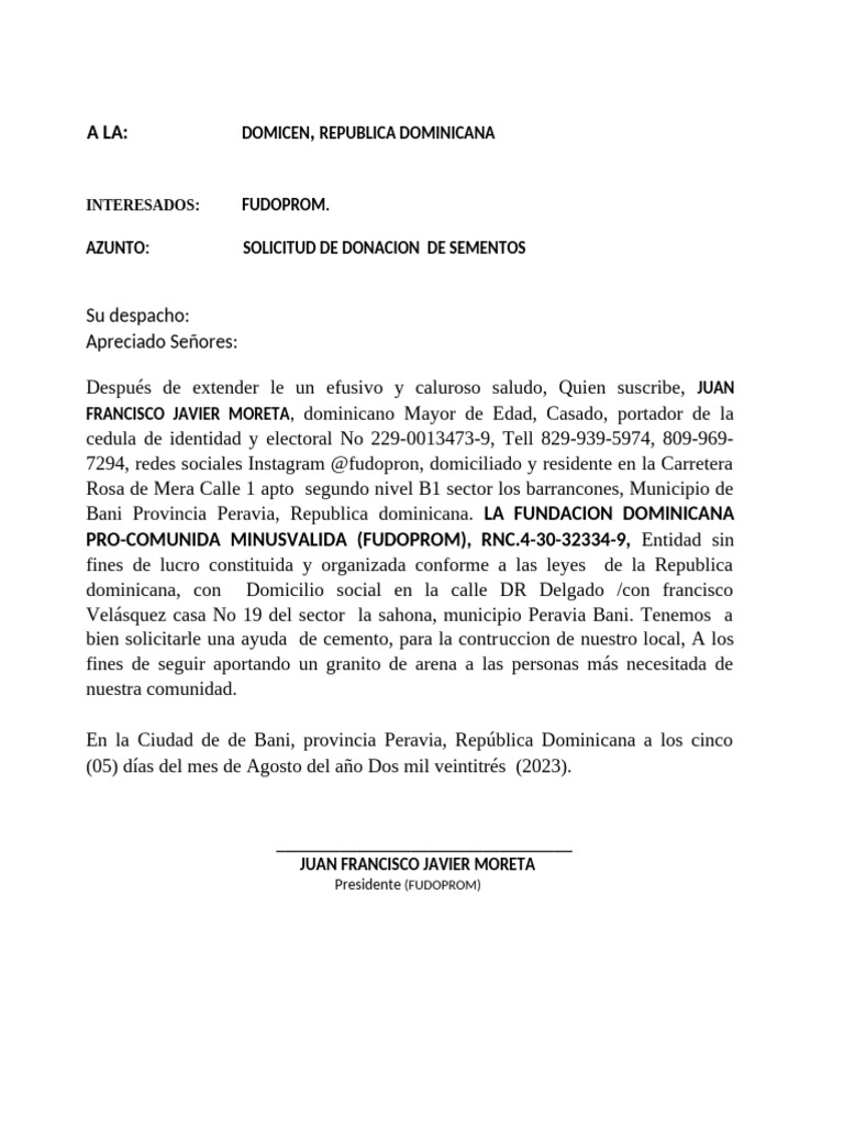 Carta A La Domicen | PDF