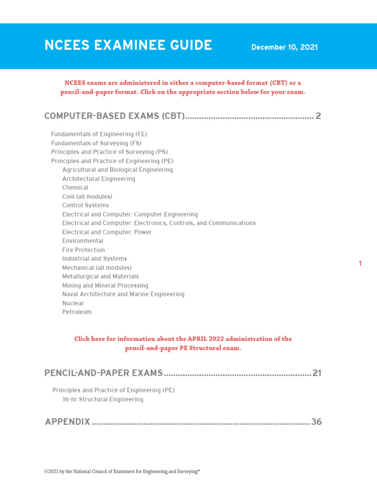 NCEESExamGuide December-2021 OPT | PDF
