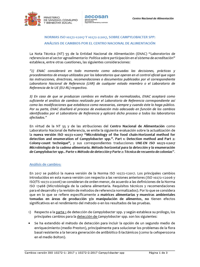 Iso 10272 2017 Campylobacter Cambios Nuevas Versión | PDF
