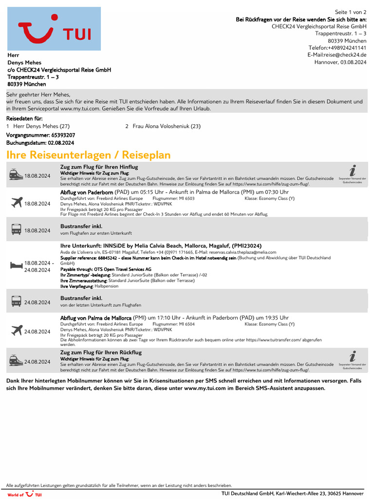 Reiseunterlagen | PDF