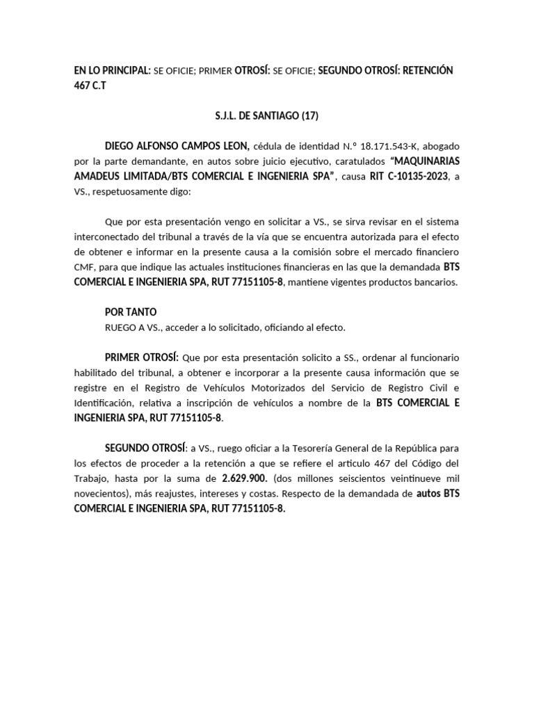 INF - CMF MAS OFICIOS VEH y RET - TGR C-10135-2023 | PDF