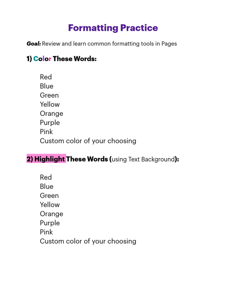 Activity 1.10 - Pages - Formatting | PDF