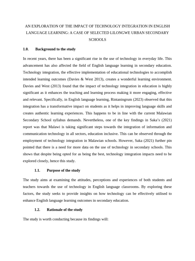 An Exploration of The Impact of Technology Integration On English ...