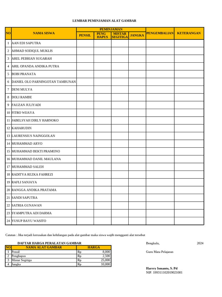 Form Peminjaman Alat Gaabr | PDF