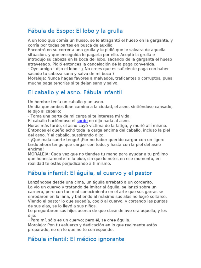 Fábula de Esopo Sin Imagenes | PDF