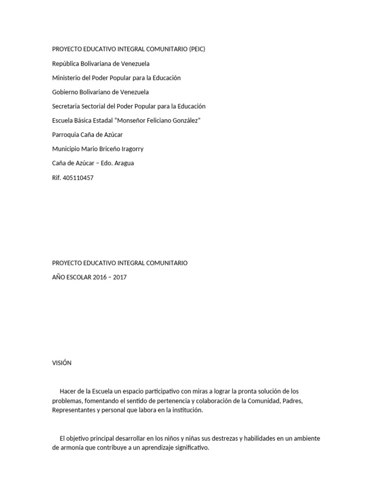 Cómo Elaborar El PEIC de Una Escuela | PDF | Escuelas | Pedagogía