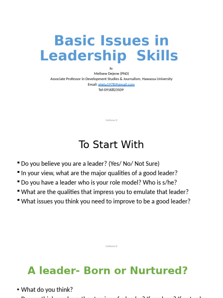 1 Basic Issues in Leadership | PDF