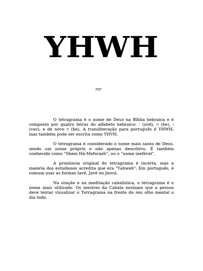 YHWH - O Segredo Do Nome de Deus | PDF | YHWH