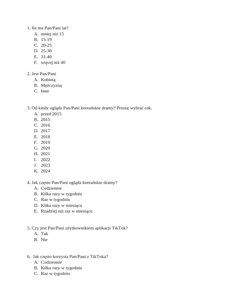 Ankieta Licencjat | PDF