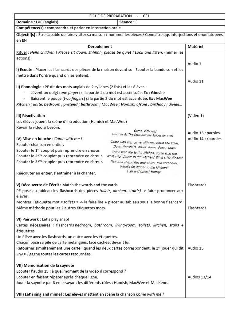 Fiche de Prep - Séance 3 | PDF