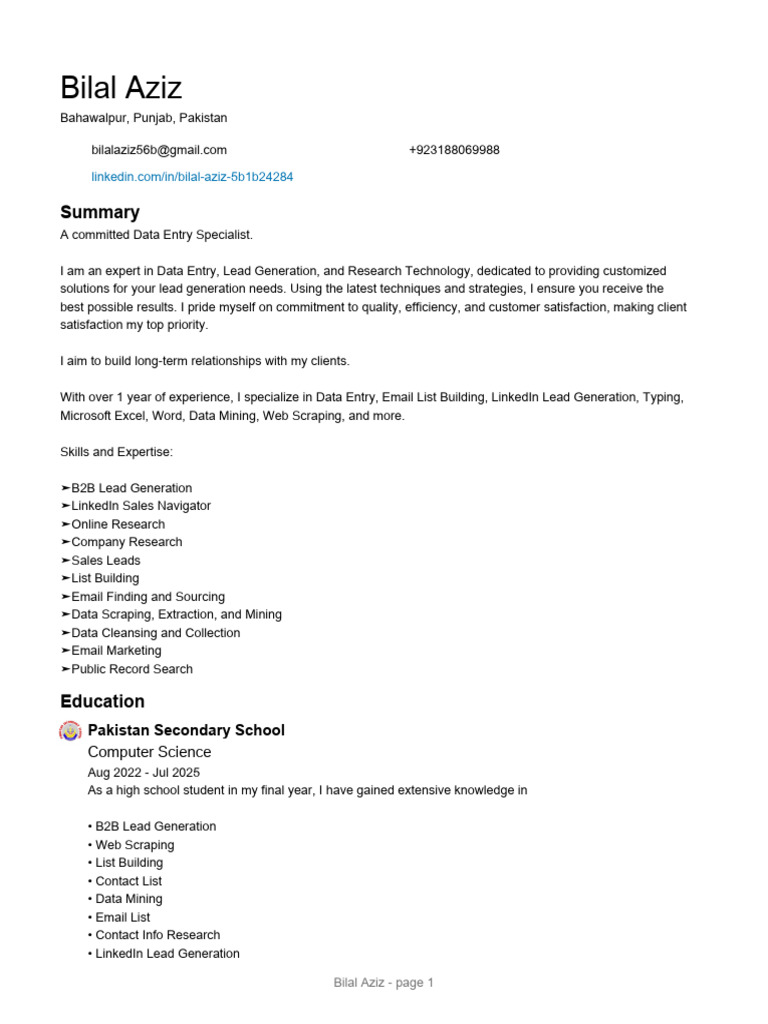 Resume-Bilal-Aziz | PDF