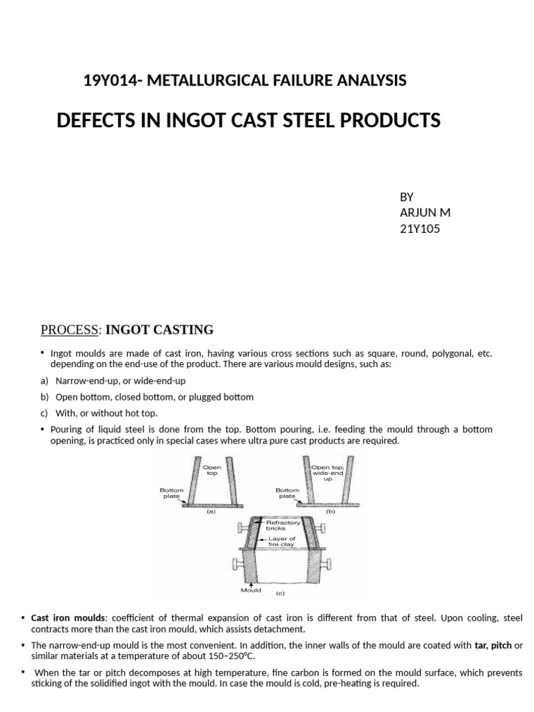 Defects in Ingot Cast Steel Products | PDF