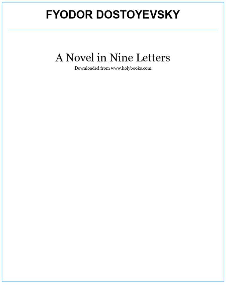 A Novel in Nine Letters | PDF