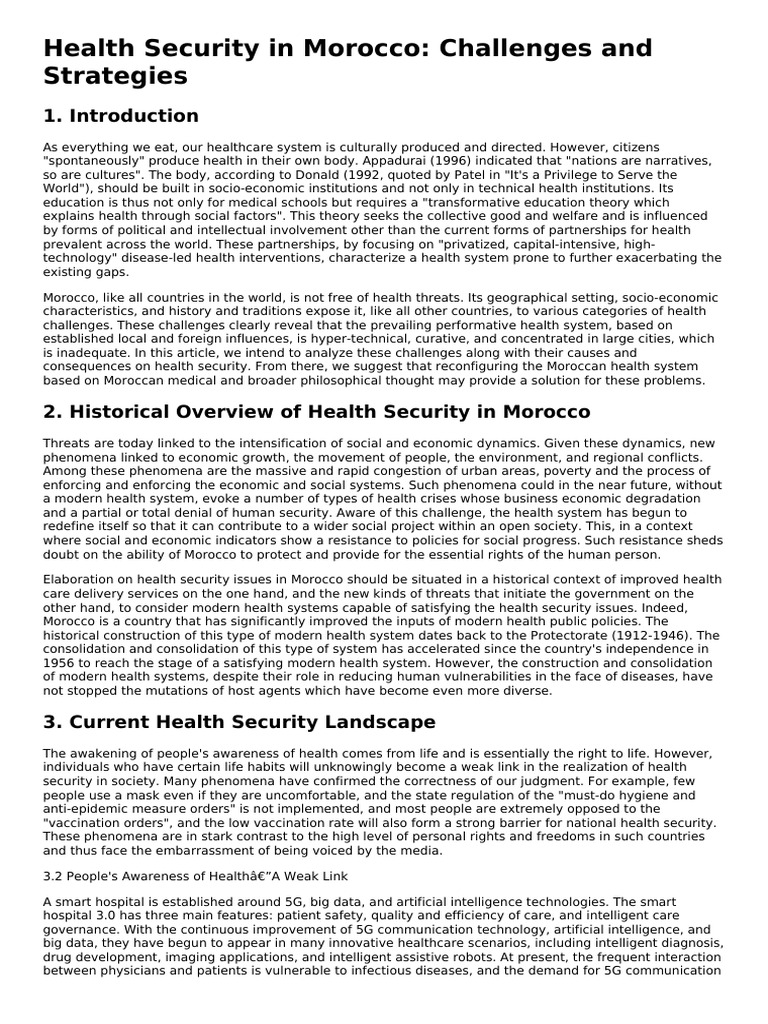 Health Security in Morocco - Challenges and Strategies | PDF | Health ...