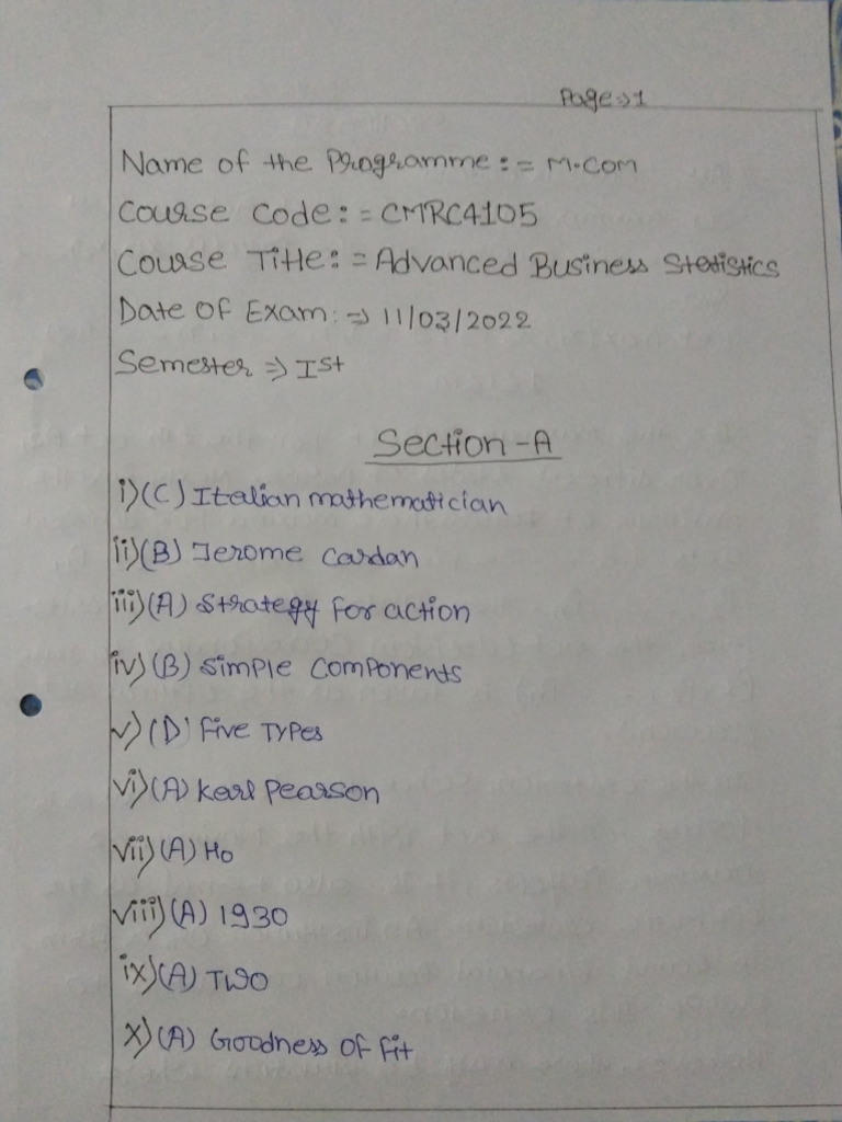 Statistics 1st Semester Exam | PDF