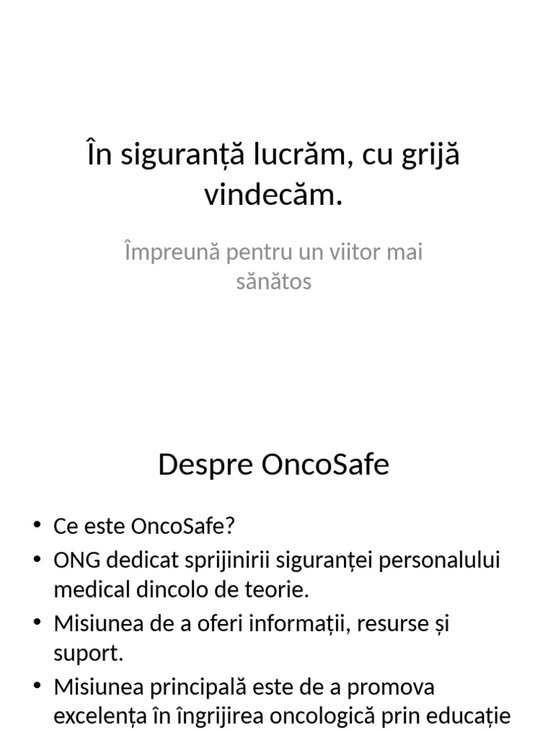 Prezentare OncoSafe-1 | PDF