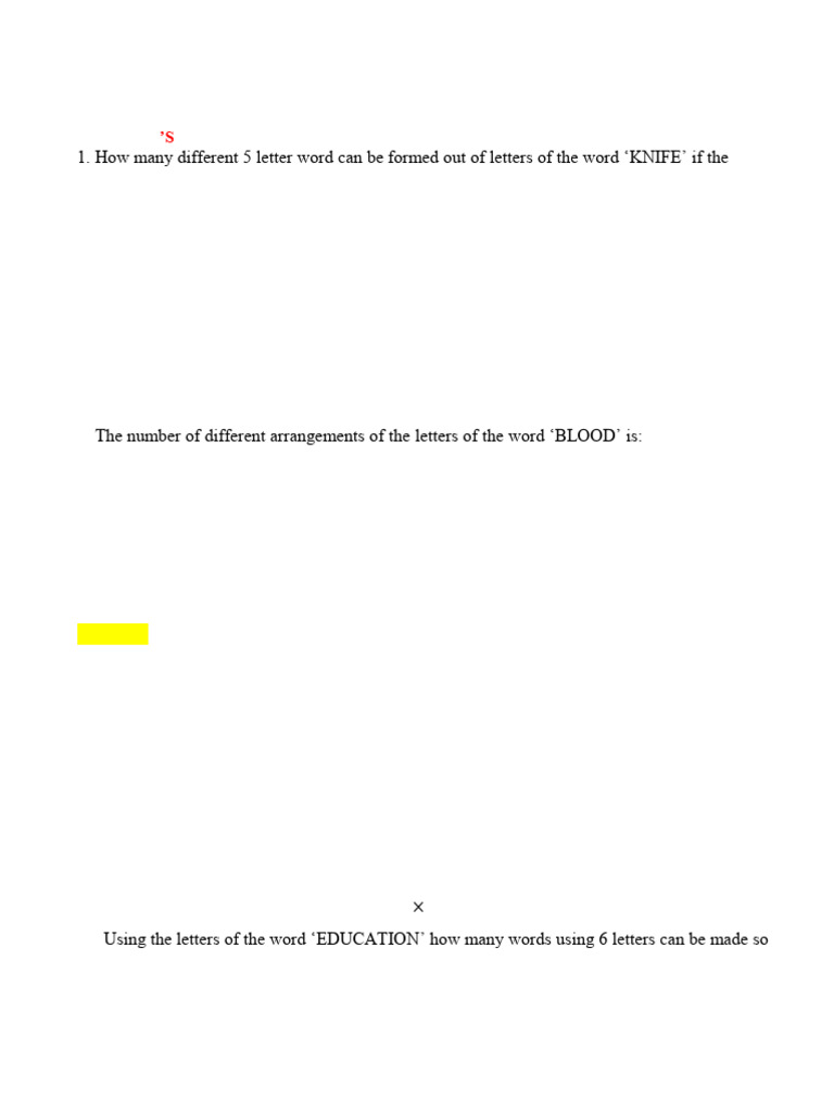 Class-XI ,ASSIGNMENT PERMUTATIONS AND COMBINATIONS | PDF