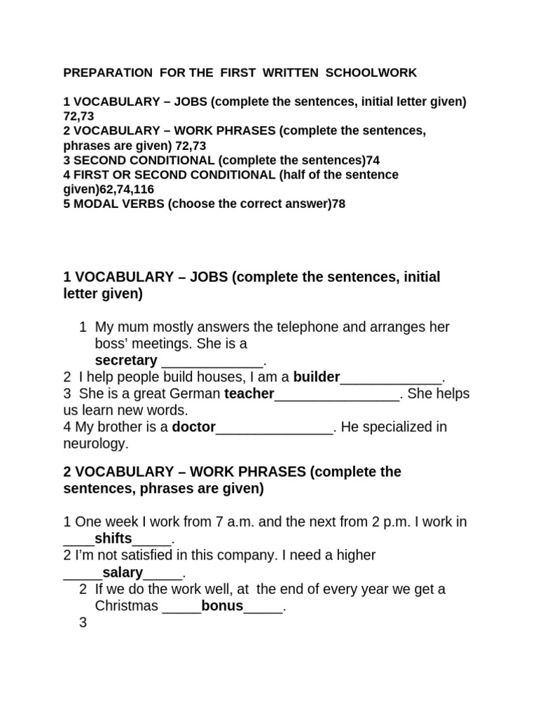 II Jobs, Conditionals, Modal Verbs | PDF