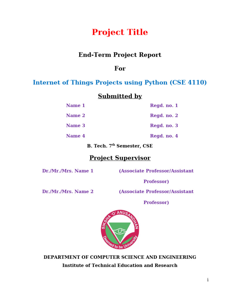 End-Term Project Report Template January 2023 | PDF