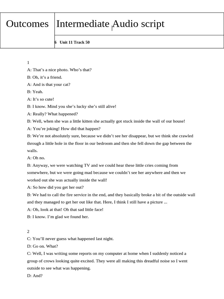 Intermediate Unit11 Audio Track50 | PDF