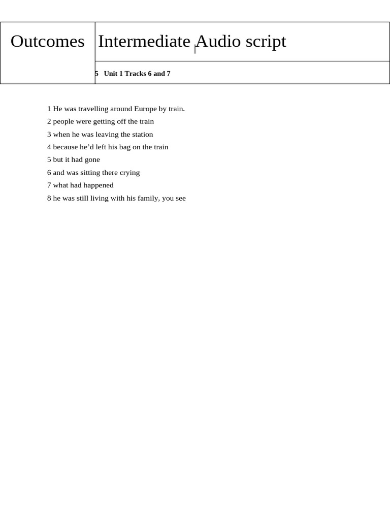 Intermediate Unit 1 Audio Tracks6 7 | PDF