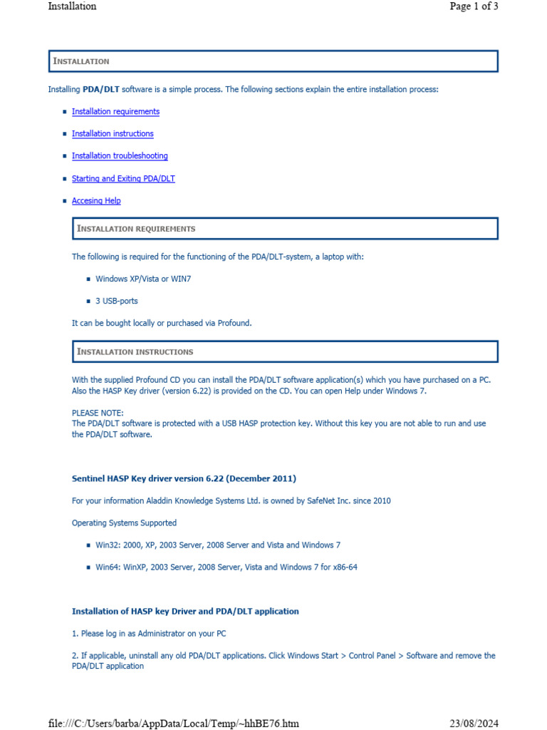 Manual Pda - DLT Profaund 1 | PDF