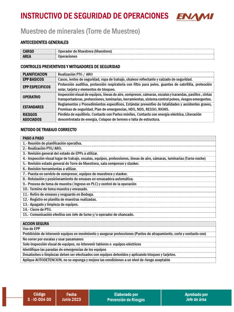 S-IO-004-00 Instructivo Trabajo Muestreo | PDF