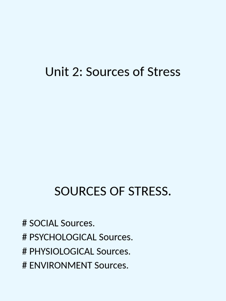 Sources of Stress | PDF