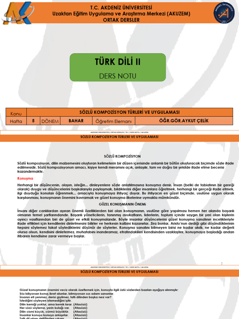 5 HFT Turk Dili II Ders Notu | PDF