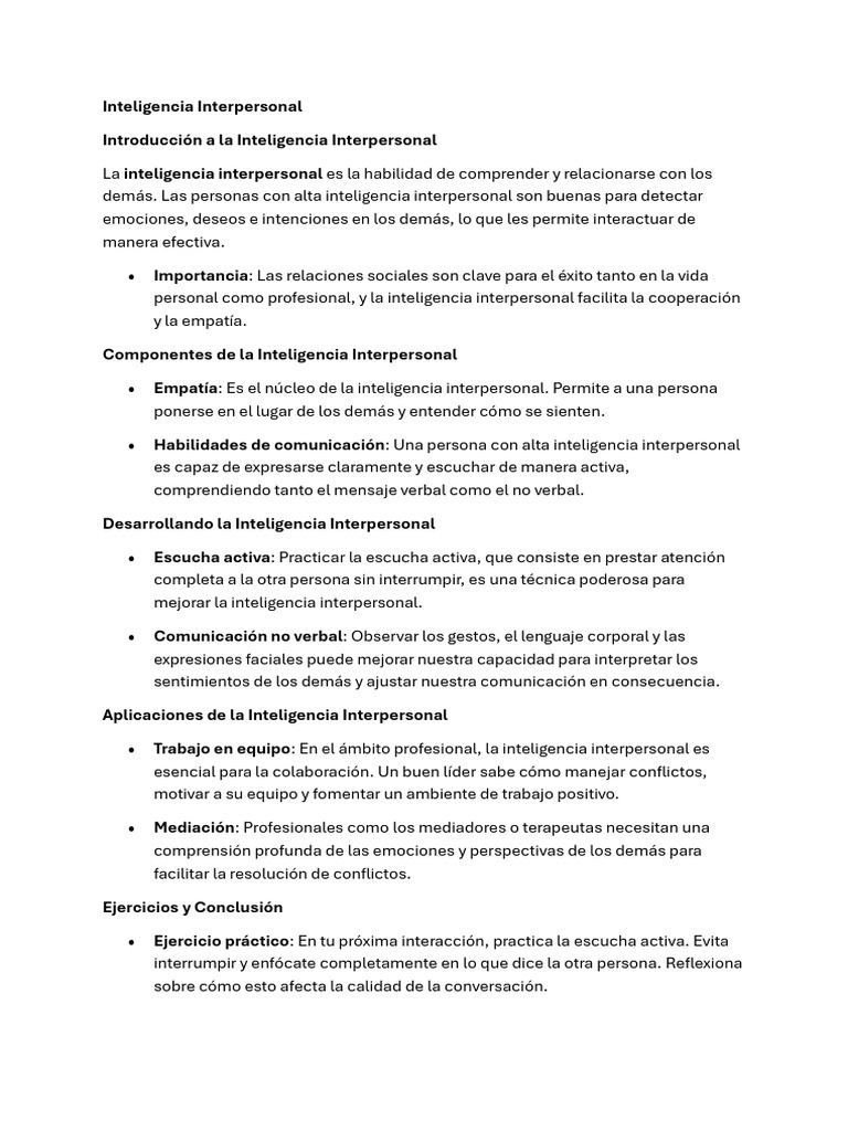 Inteligencia Interpersonal | PDF