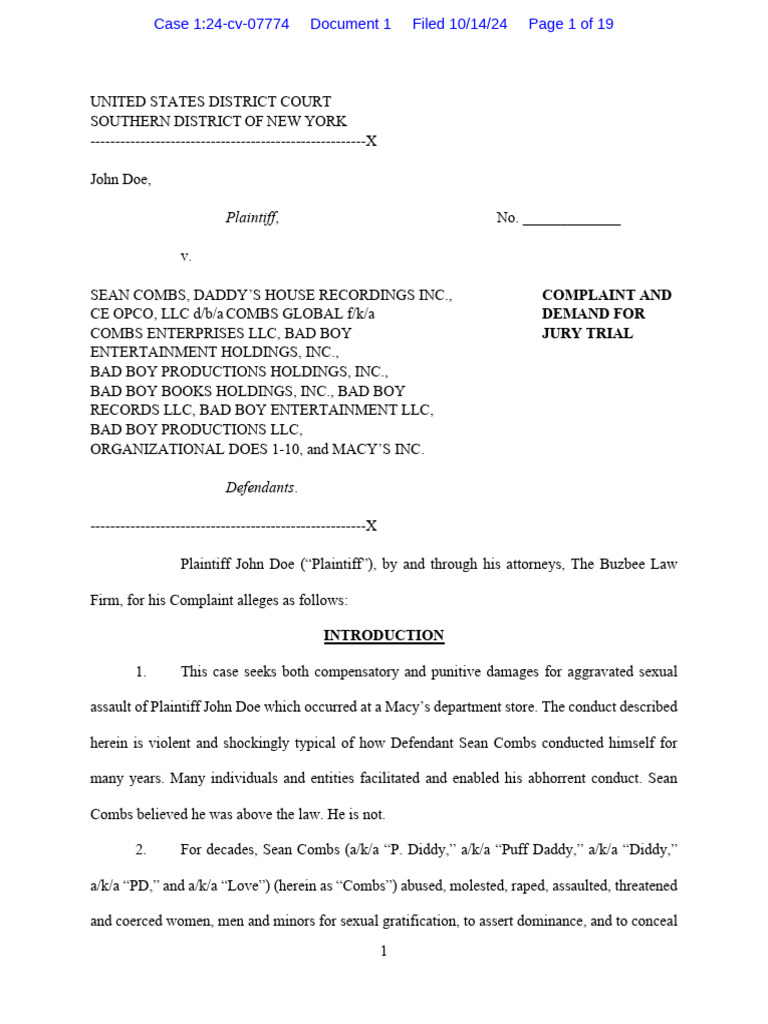 Combs - 2 | PDF | Violence | Law