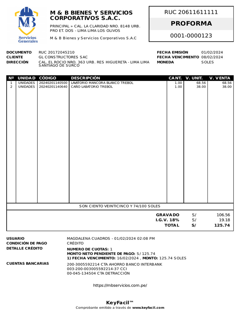 Proforma - 0001-0000123 | PDF